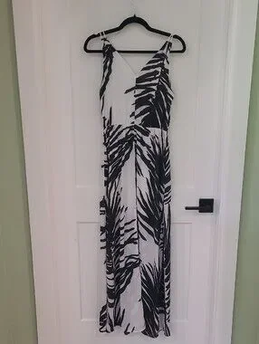H&M | Dresses | Hm White Maxi Dress With Black Palmprint | Poshmark